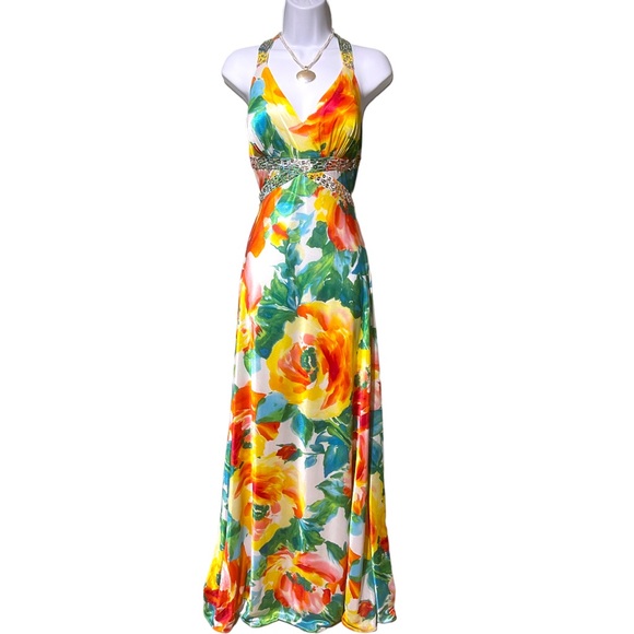 Morgan & Co. | Dresses | Morgan Co Tropical Multi Color Floral Backless ...